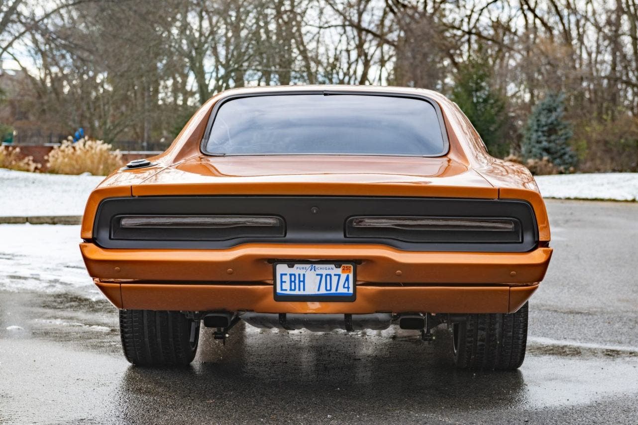 A restored 1969 Dodge Charger Restomod in copper color at auction ...