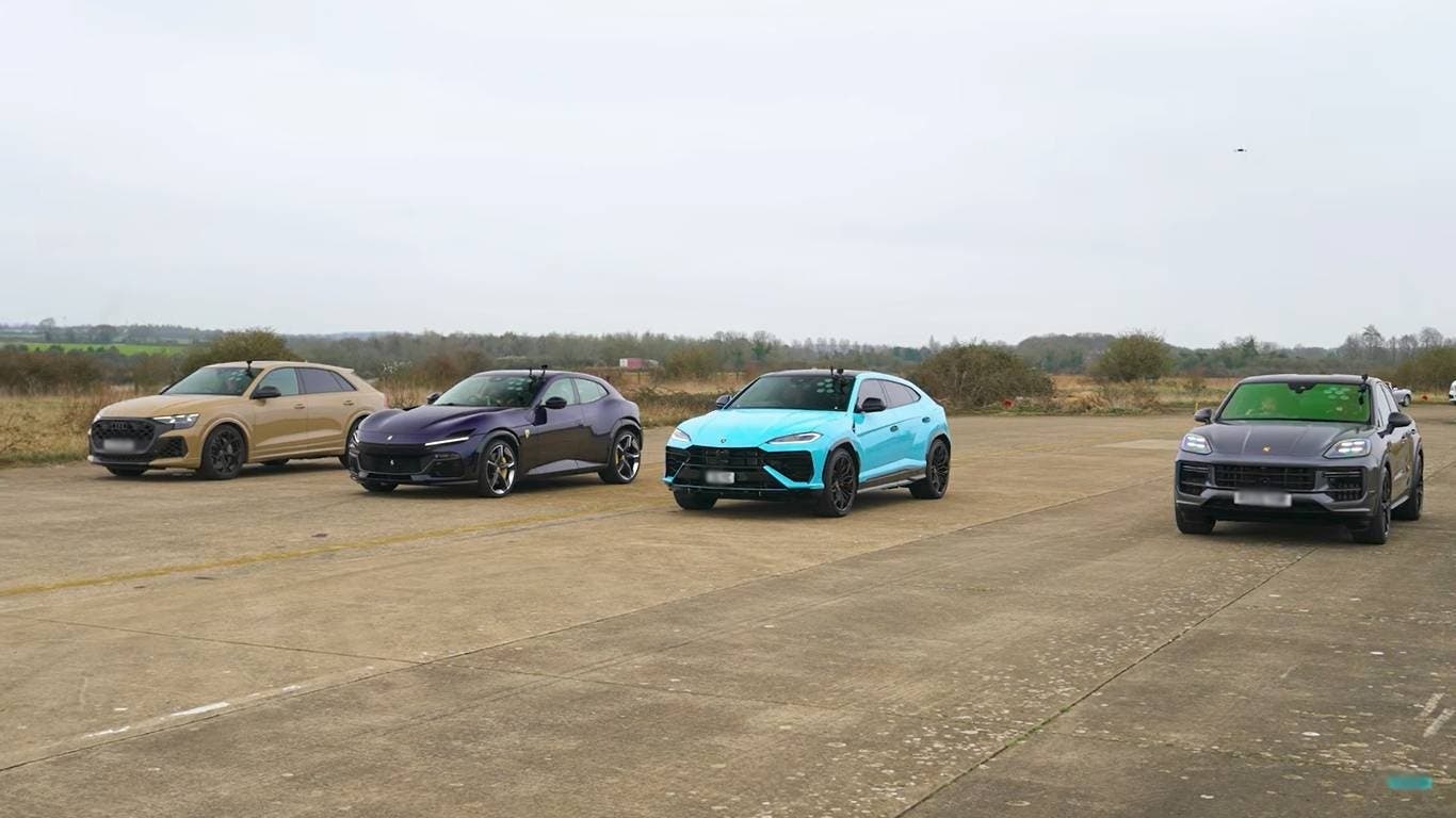 Ferrari Purosangue in a drag race against Lamborghini Urus, Porsche ...