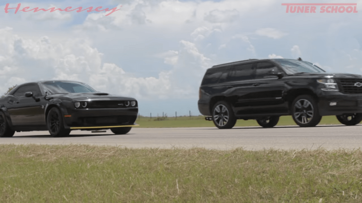 Dodge Challenger SRT Hellcat vs Chevrolet Tahoe RST HPE800: sfida tra ...