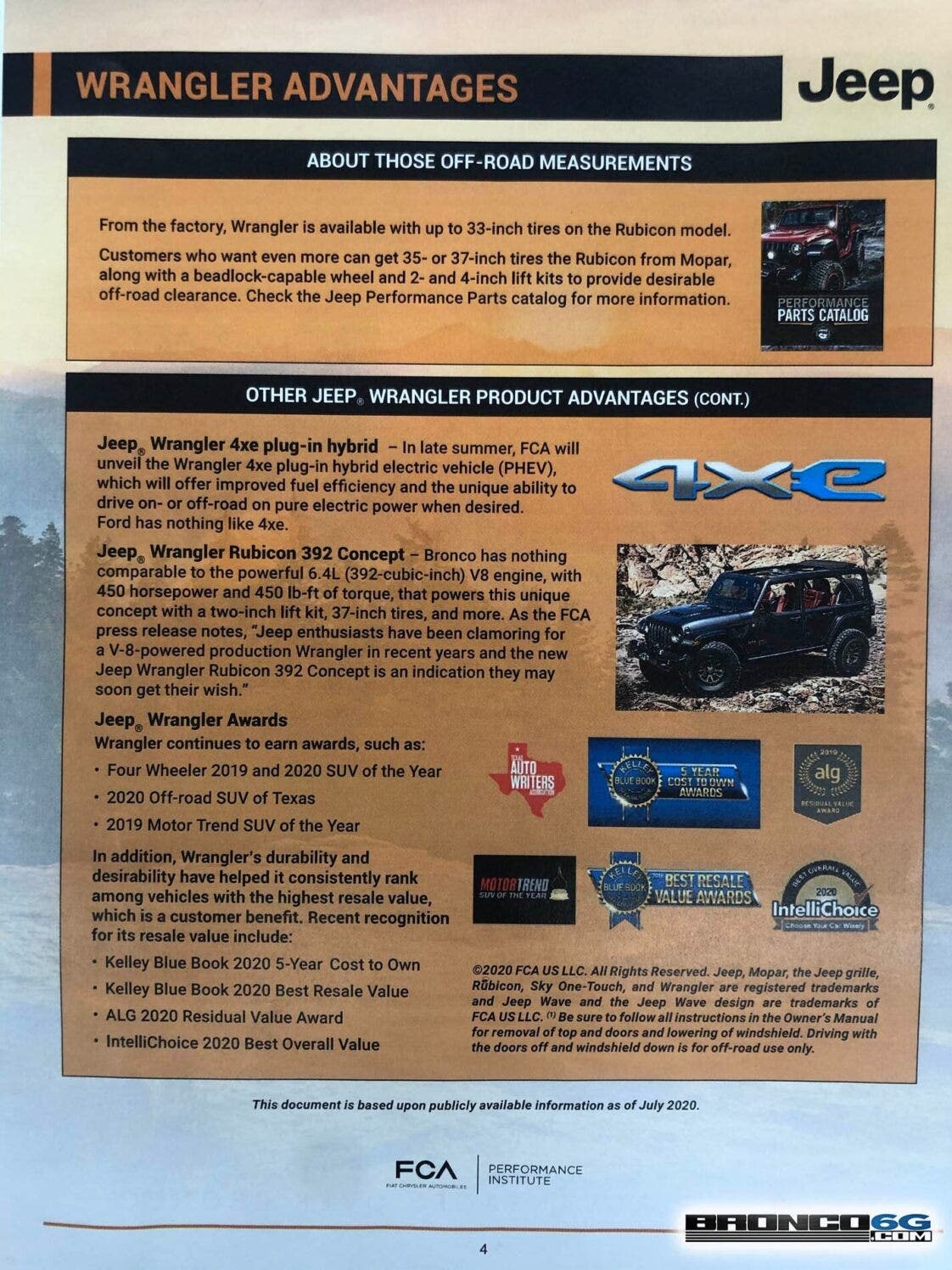 Jeep Wrangler: una brochure mostra i vantaggi rispetto al nuovo Ford ...