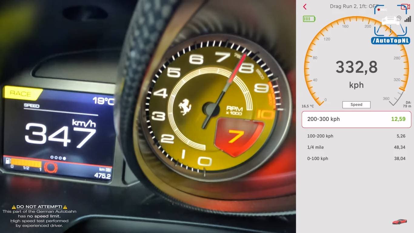 Ferrari 812 Competizione: la sua accelerazione strepitosa fino ai 350 km/h sull'Autobahn | Video ...